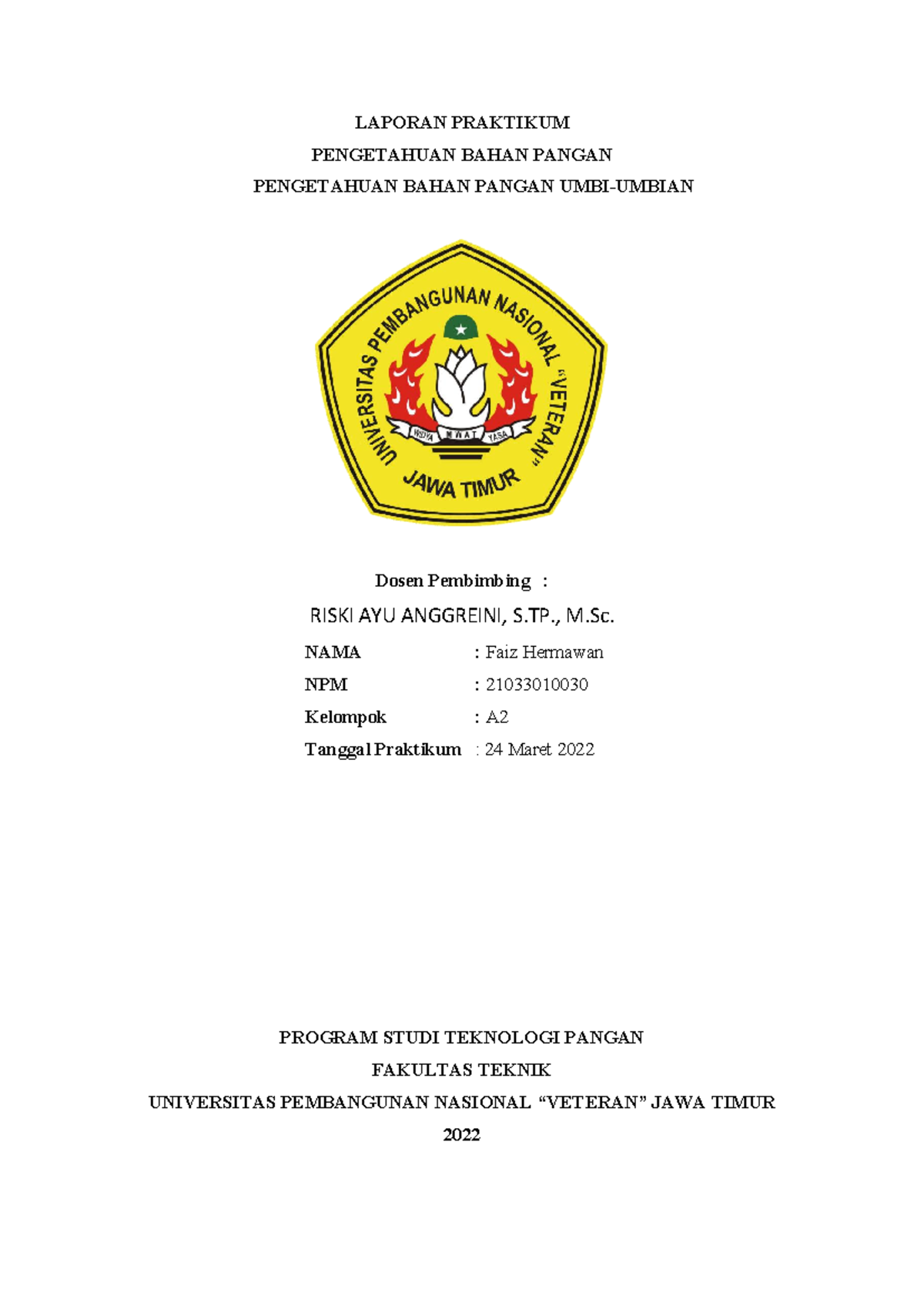 21033010030 Laporan Praktikum PBP: Sifat dan Reaksi Pencoklatan Umbi ...