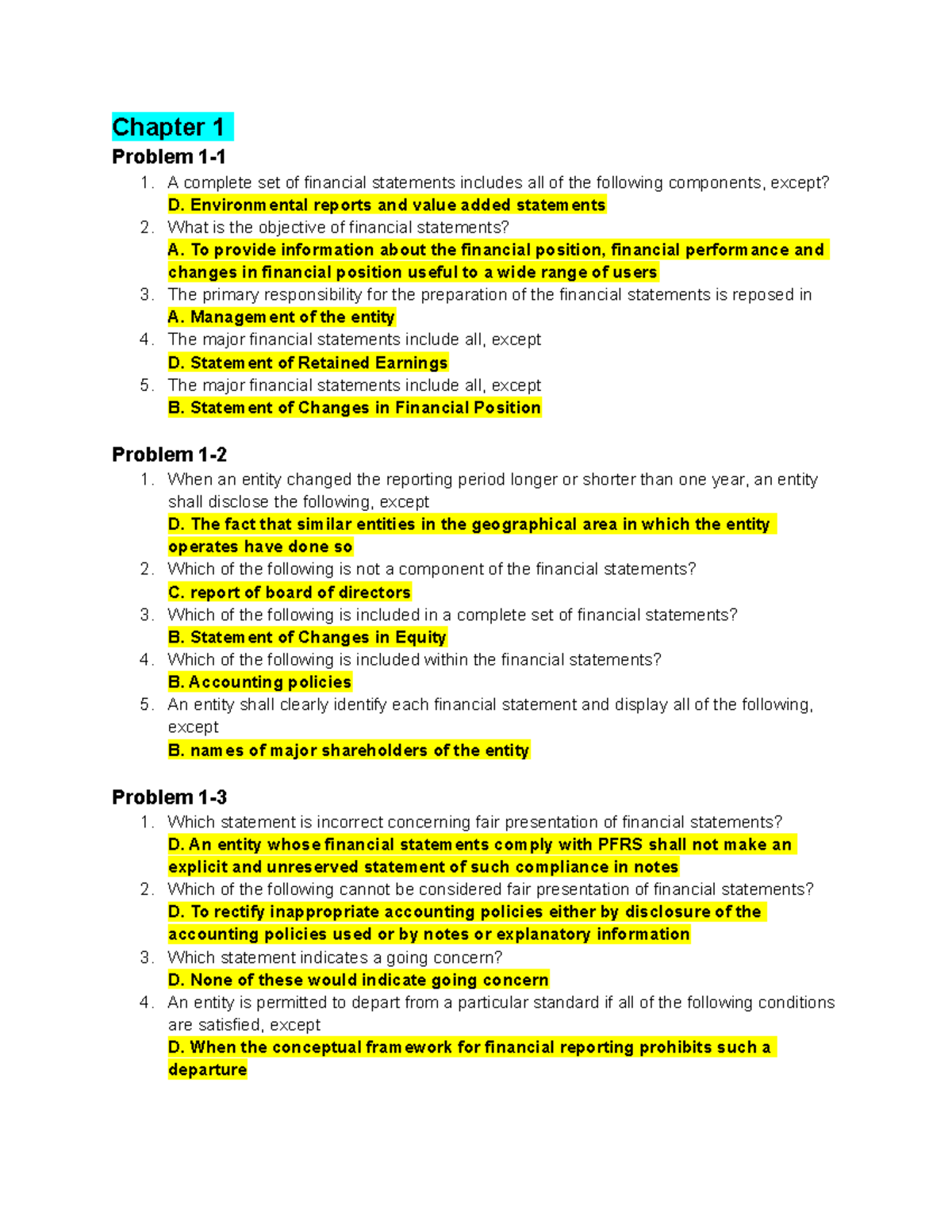 IA3 - Financial Statement Theory Problems & Solutions (Chapters 1-4 ...