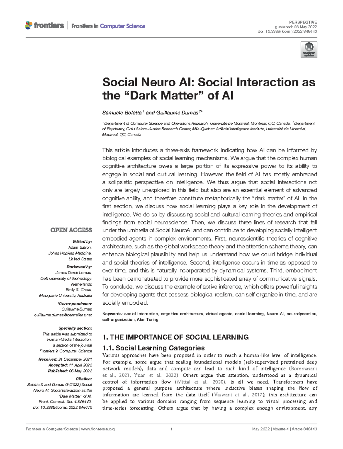 Social Neuro AI: Exploring Social Interaction as AI's Dark Matter - Studocu