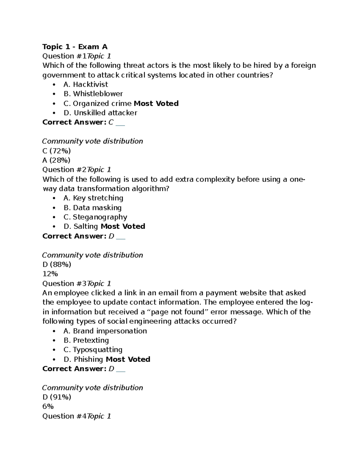 Exam - Topic 1 Practice Questions for Cybersecurity (CS101) - Studocu