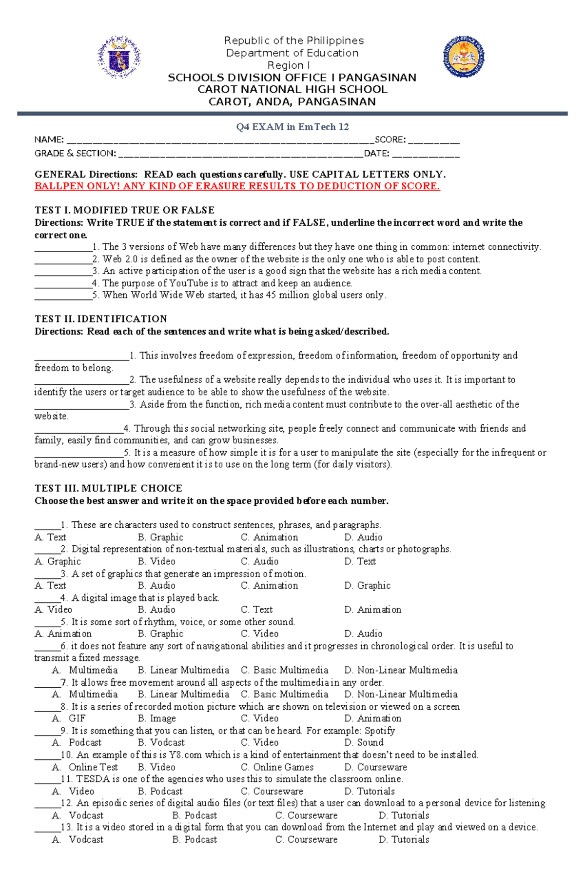 Emtech 12 - BOOK - Republic of the Philippines Department of Education ...