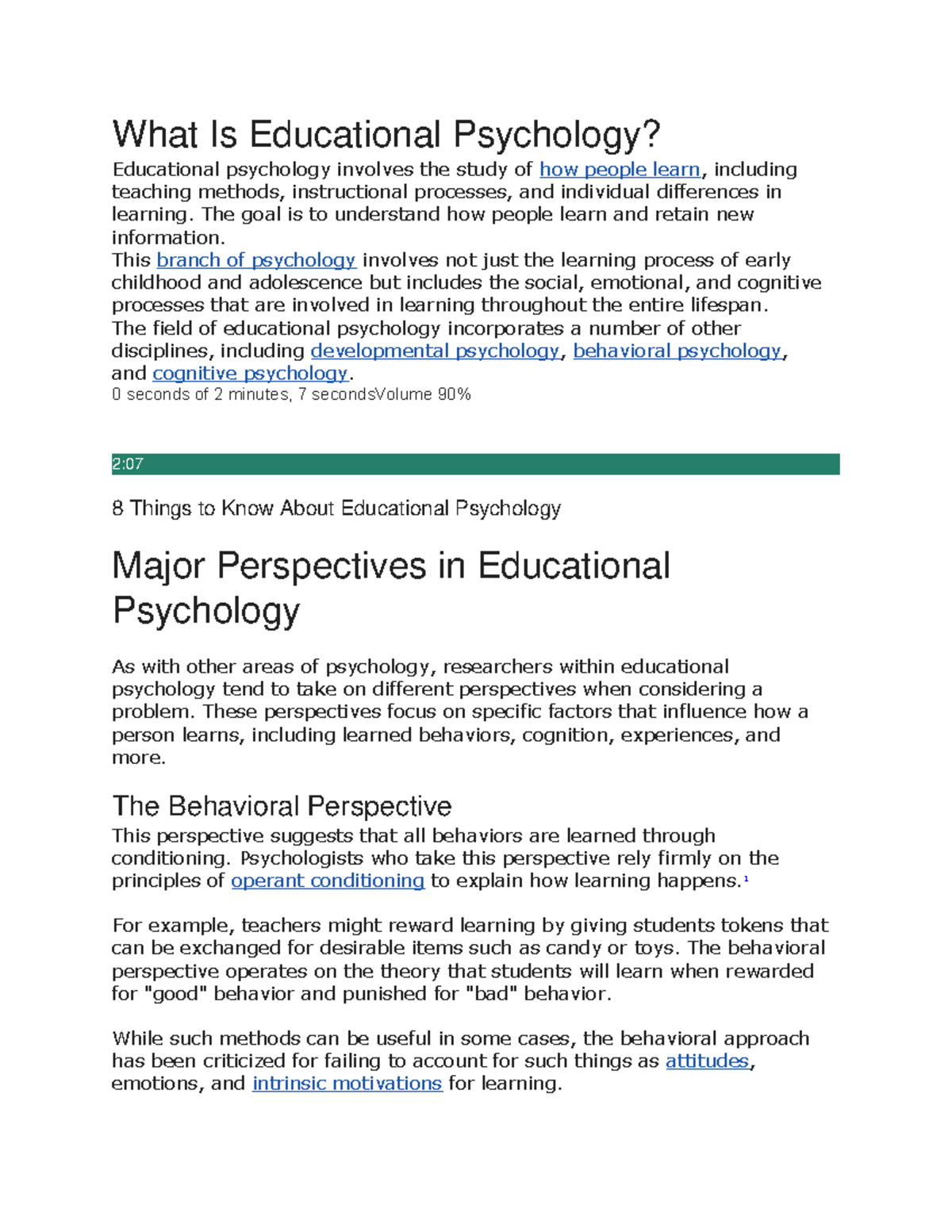 Module 1 Educational Psychology - What Is Educat ional Psychol ogy ...