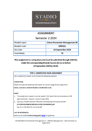 E1 - Stadio EXAM Timetable - EXAMINATION TIMETABLE 2024 FIRST SEMESTER ...