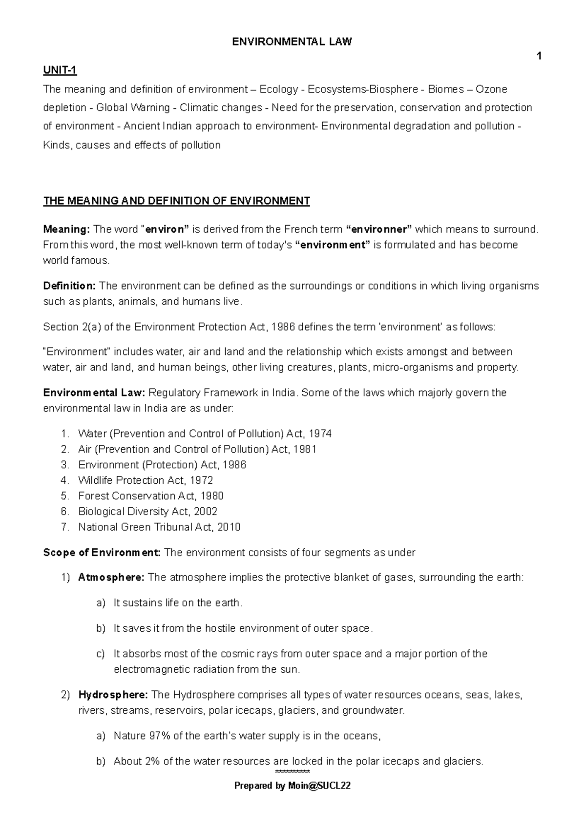 Environmental Law Overview: Key Concepts and Regulations - Studocu