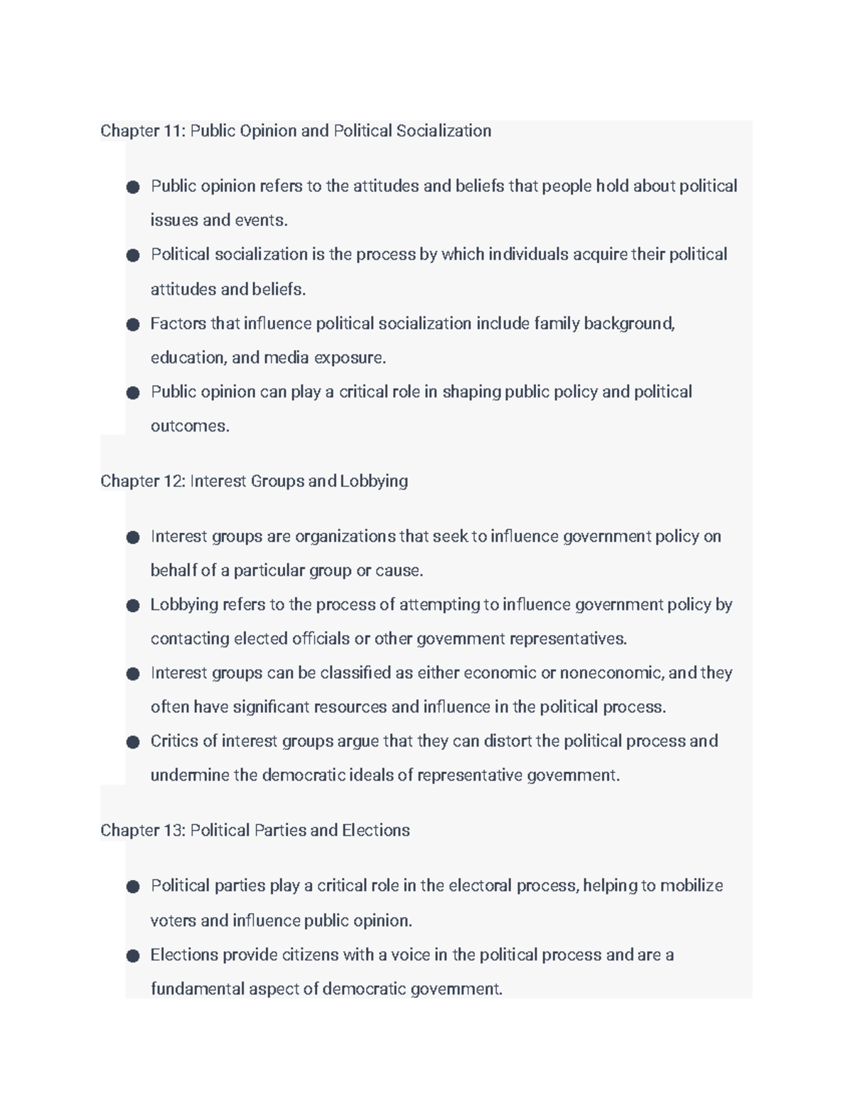 Political Science - Chapter 11: Public Opinion and Political ...
