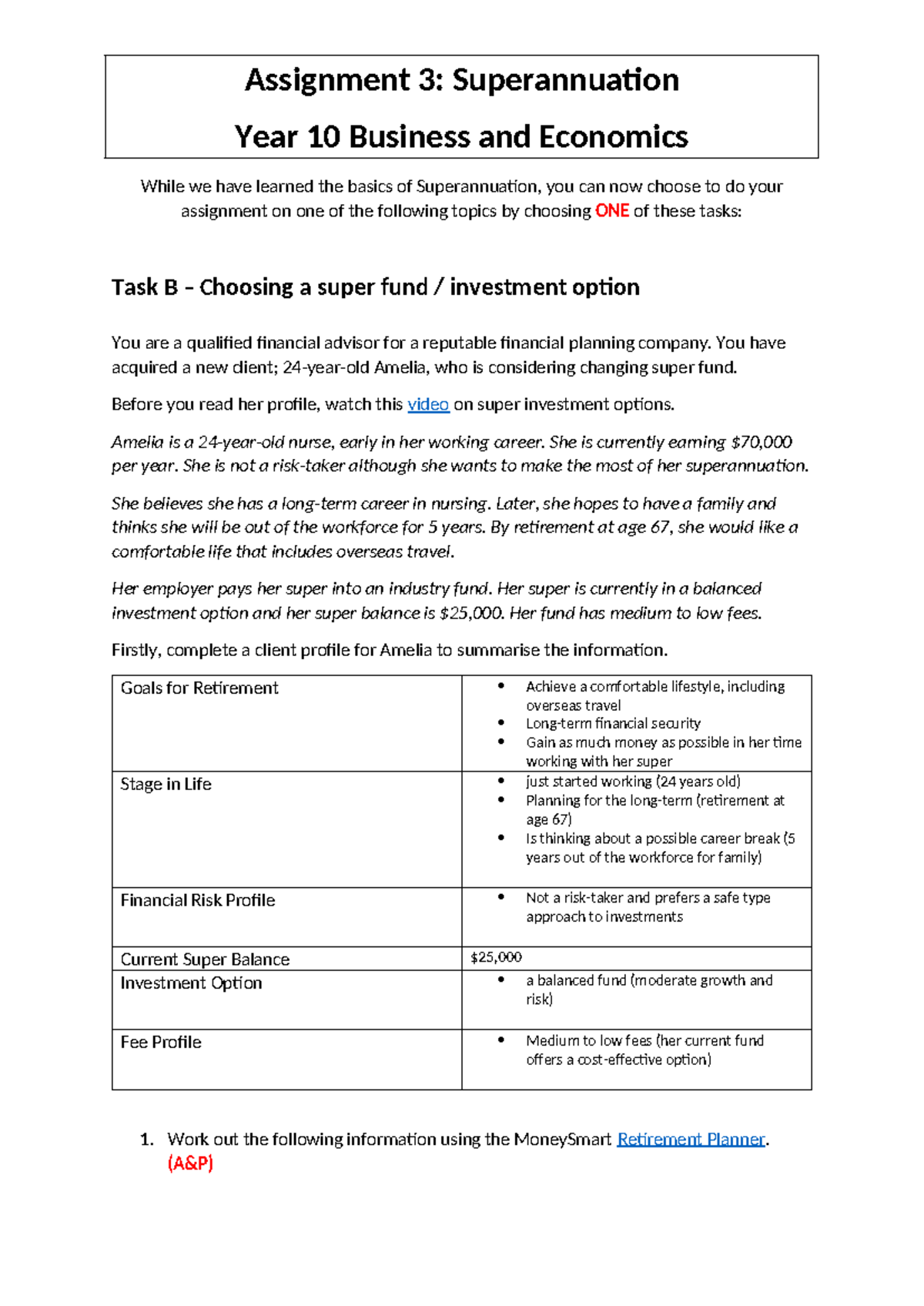 Assignment 3: Superannuation Analysis for Year 10 Business & Economics ...