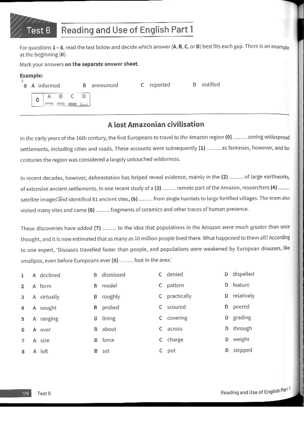 CAE Paper 1 Test 6: Reading and Use of English Practice Questions - Studocu