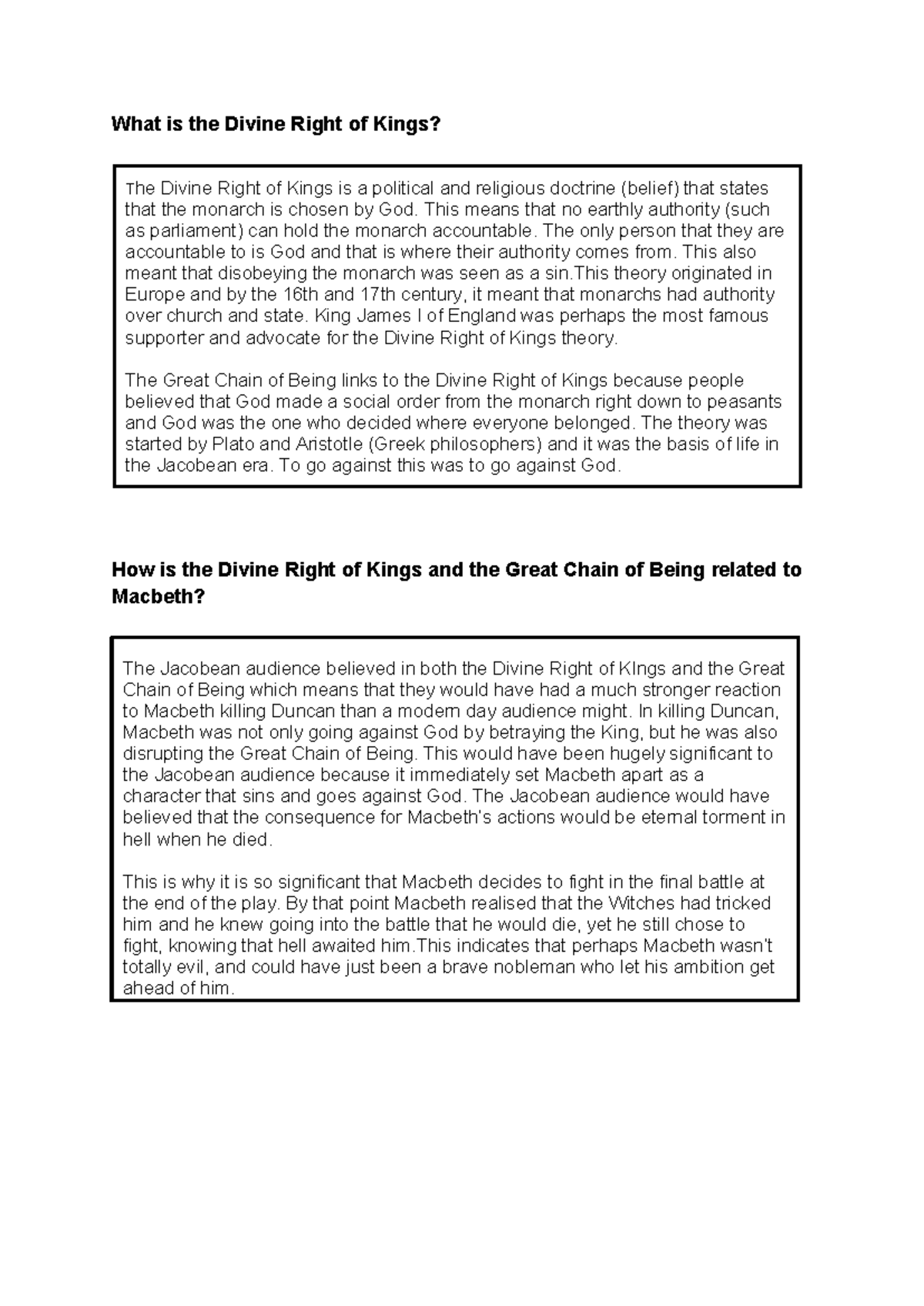 Divine Right of Kings: Summary for A-Level English Literature - Studocu