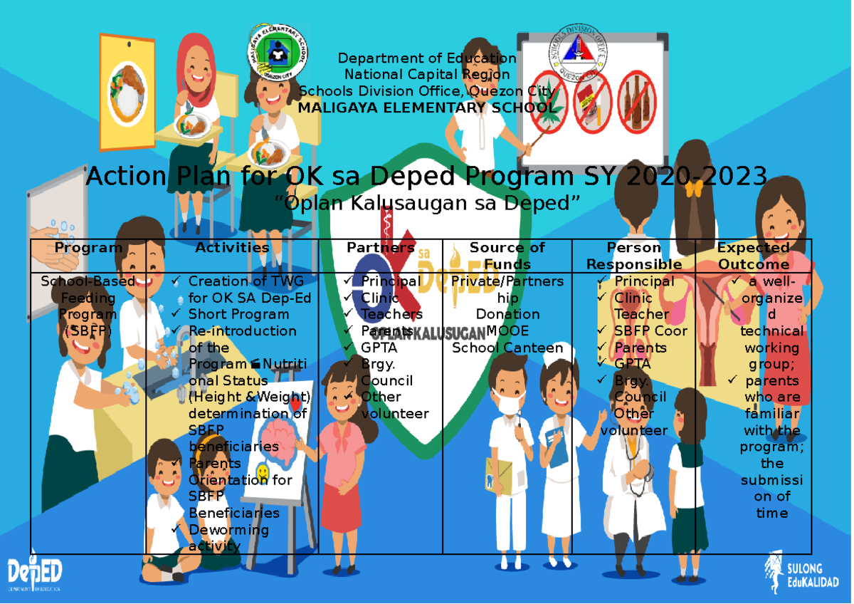 Action Plan for OK sa DepEd Program SY 2020-21 - Studocu