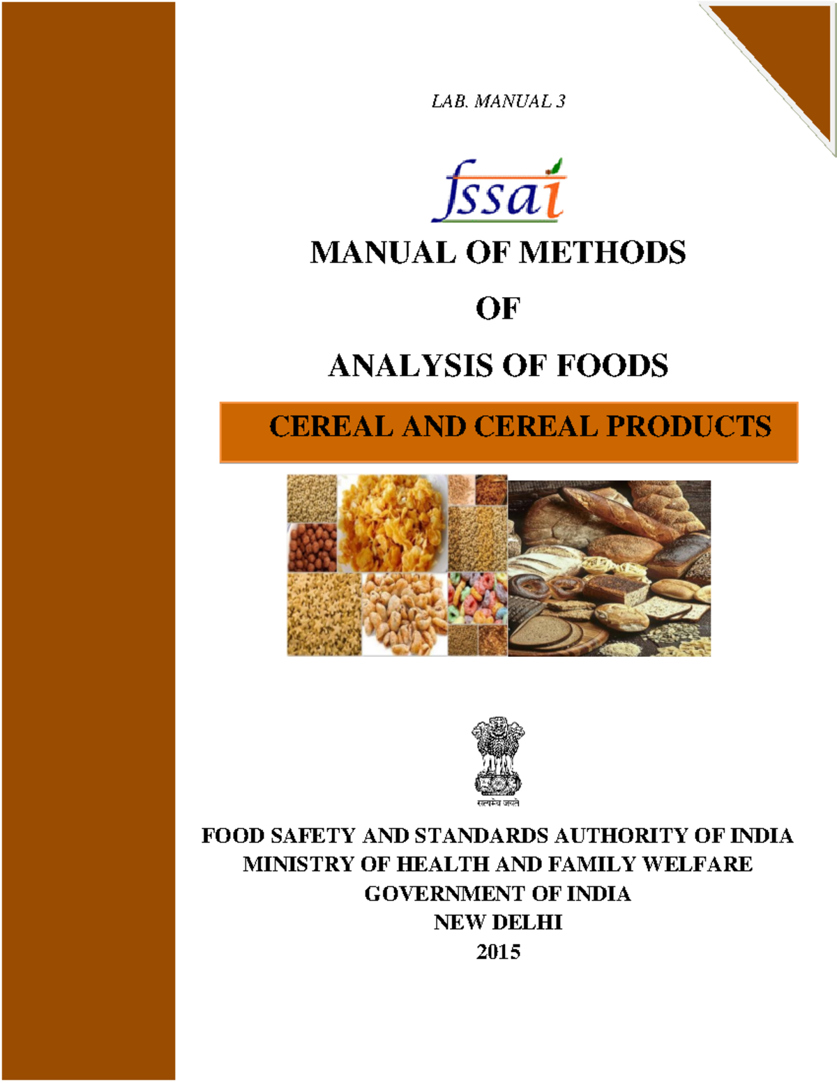 Manual of Methods for Cereal Analysis - FSSAI Guide - Studocu