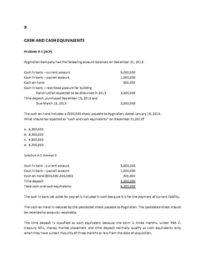 Notes CASH - CASH AND CASH EQUIVALENTS - INTERMEDIATE ACCOUNTING 1 This ...