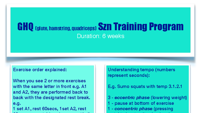 GHQ 6-Week Glute, Hamstring, Quadriceps Training Program - Studocu