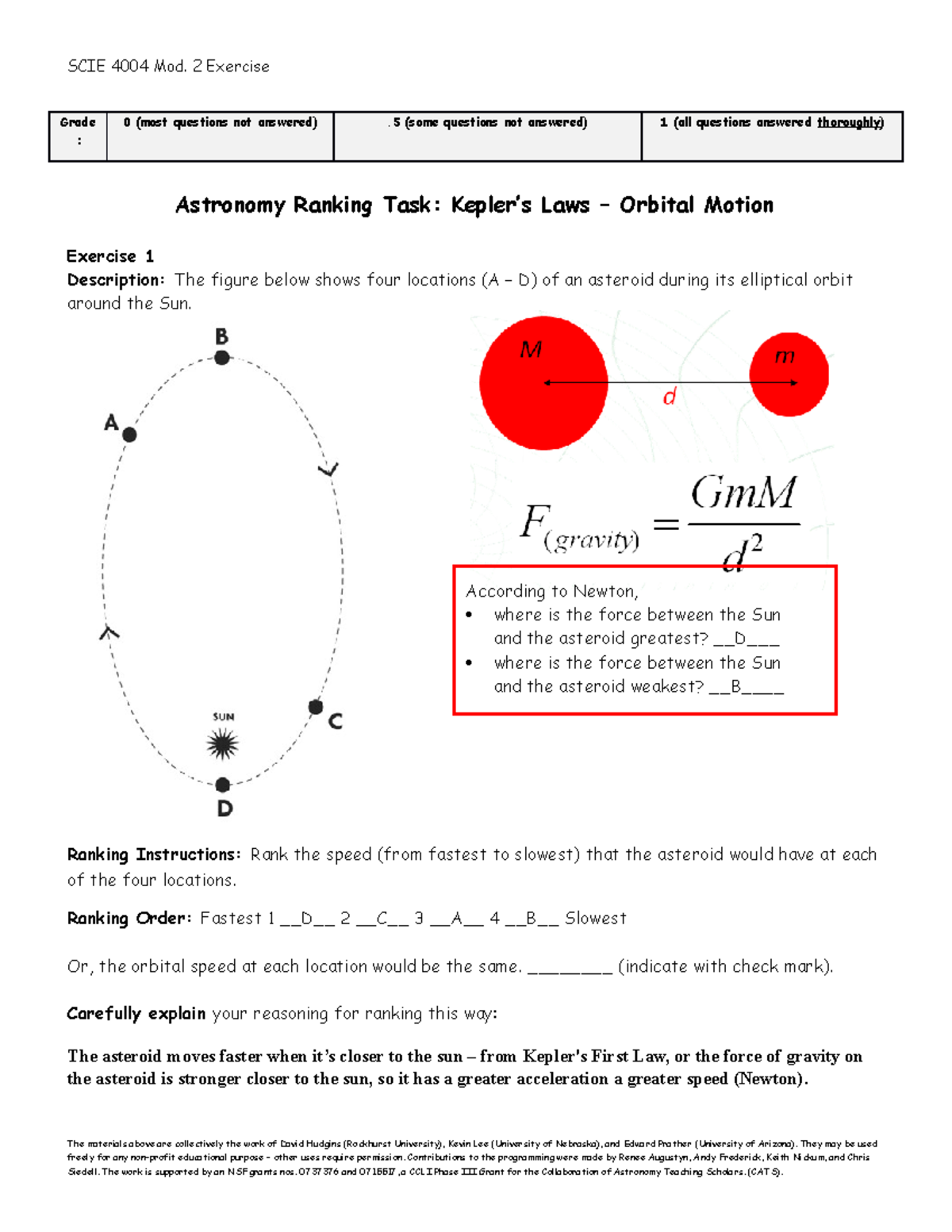 Mod 2 answer - module 2 - SCIE 4004 Mod. 2 Exercise Grade : 0 (most ...