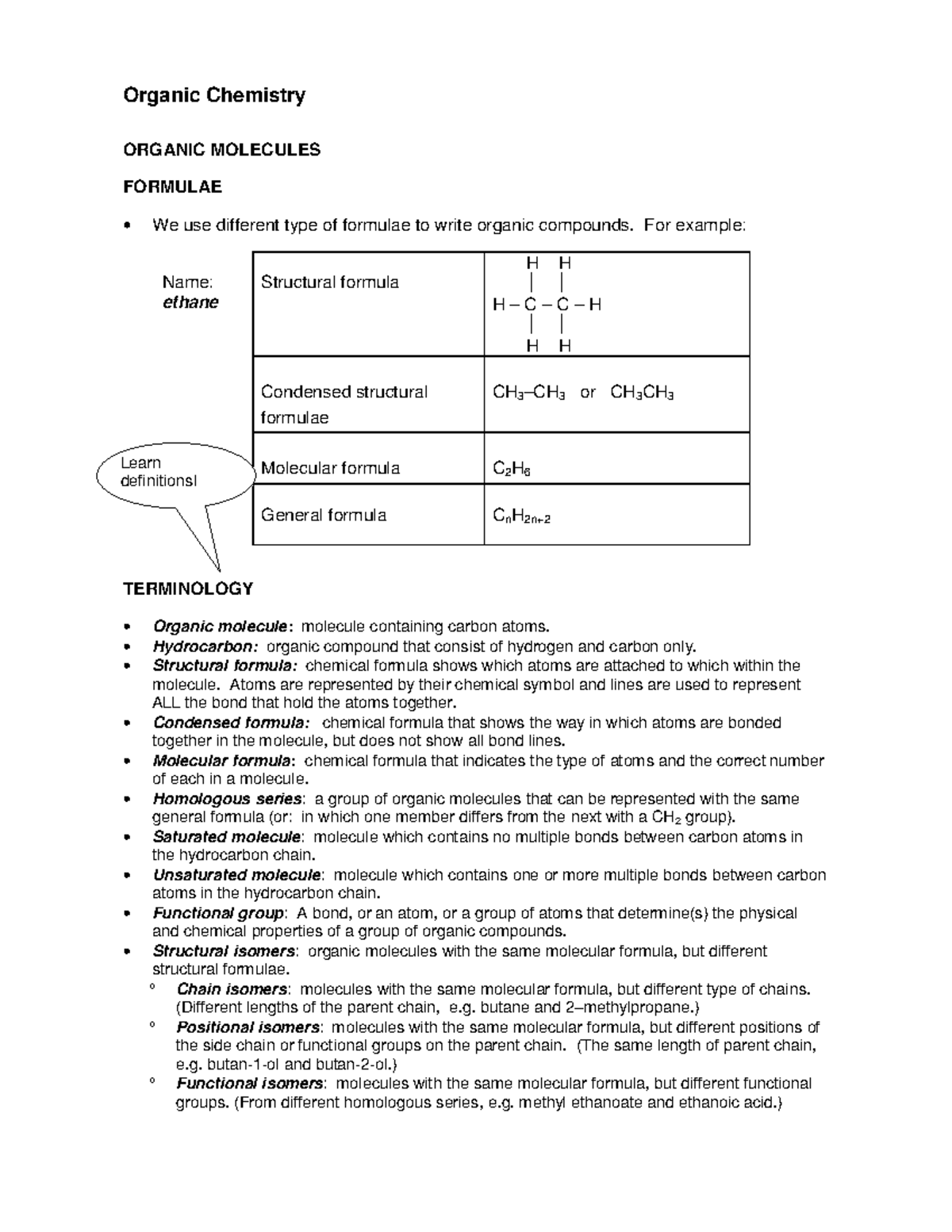 Organic Chemistry: Naming Compounds and Molecule Formulae - Studocu