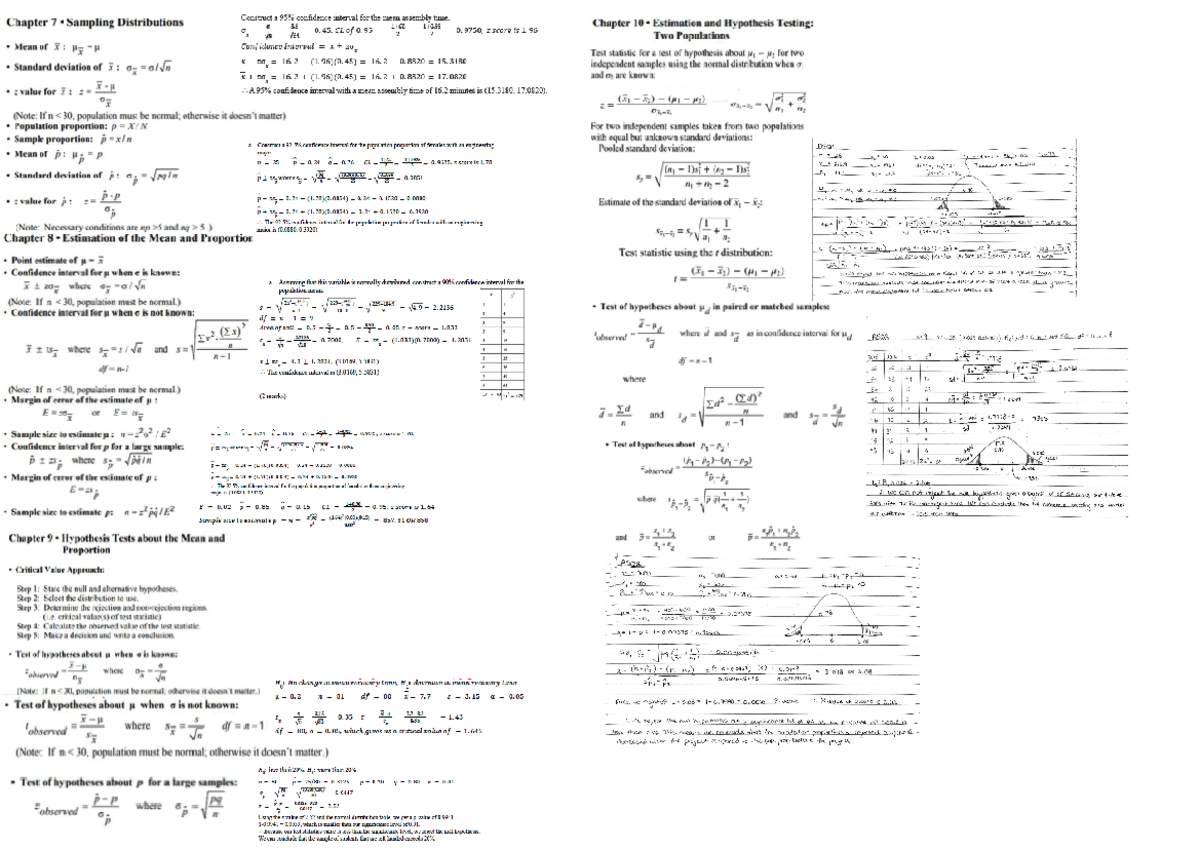 MATH215 - Final Cheat Sheet - Math 215 - Studocu
