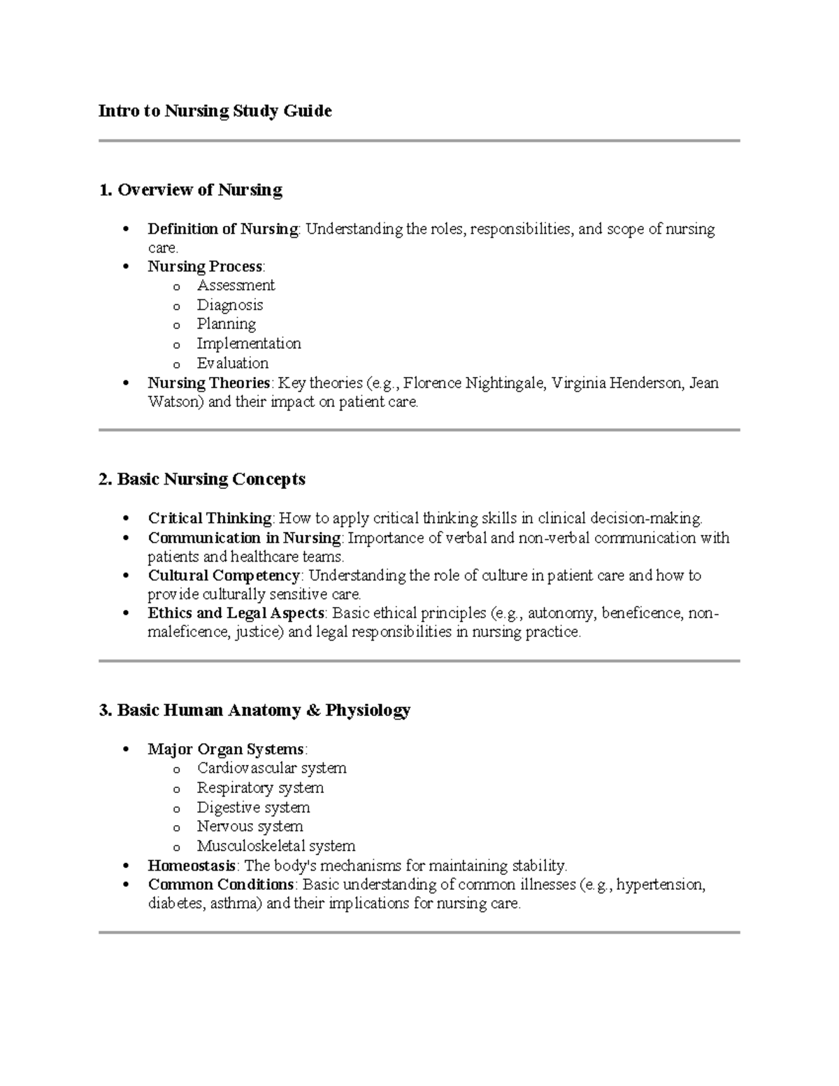 Intro to Nursing Study Guide - Overview of Nursing Definition of ...
