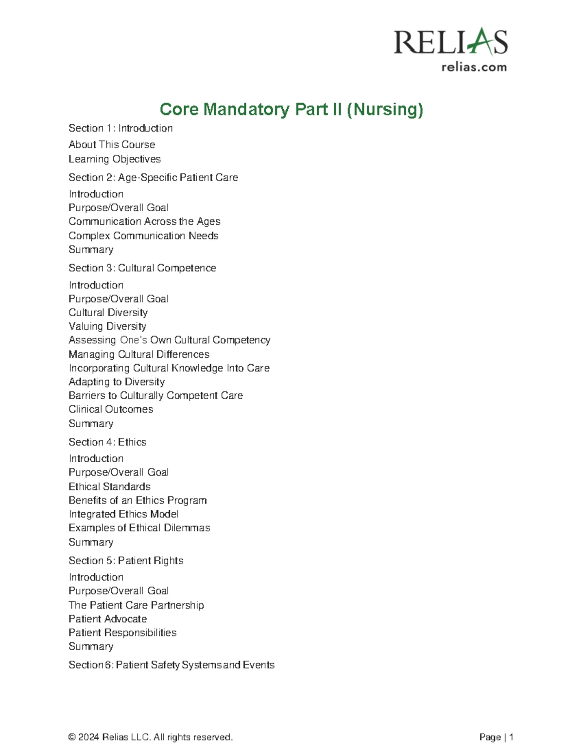 Relias Assessments - Core Mandatory Part I - All of the above (Not ...