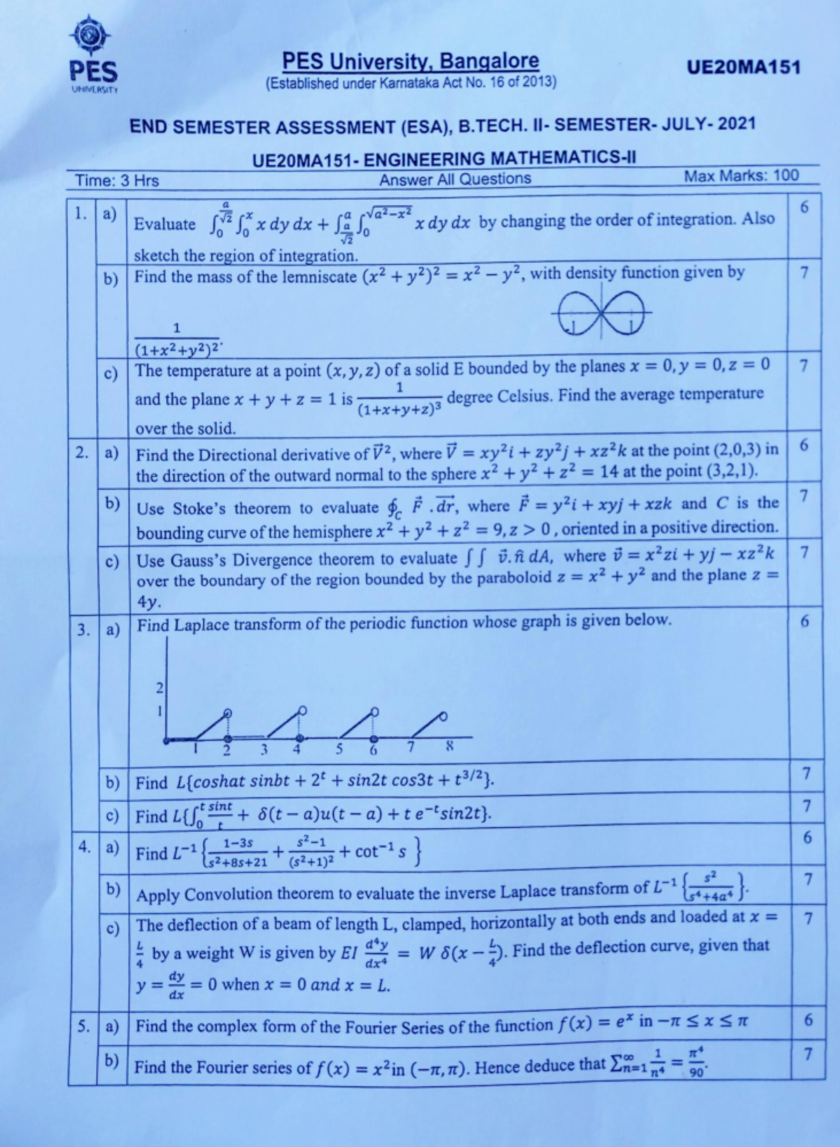 MA151 ESA QP - Math Question Paper - Diploma Engineering Mathematics –I ...