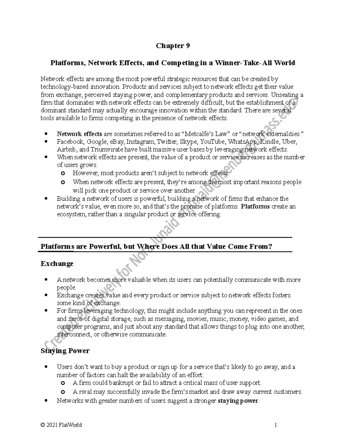 Study Guide - Network Effects - Chapter 9 Platforms, Network Effects ...