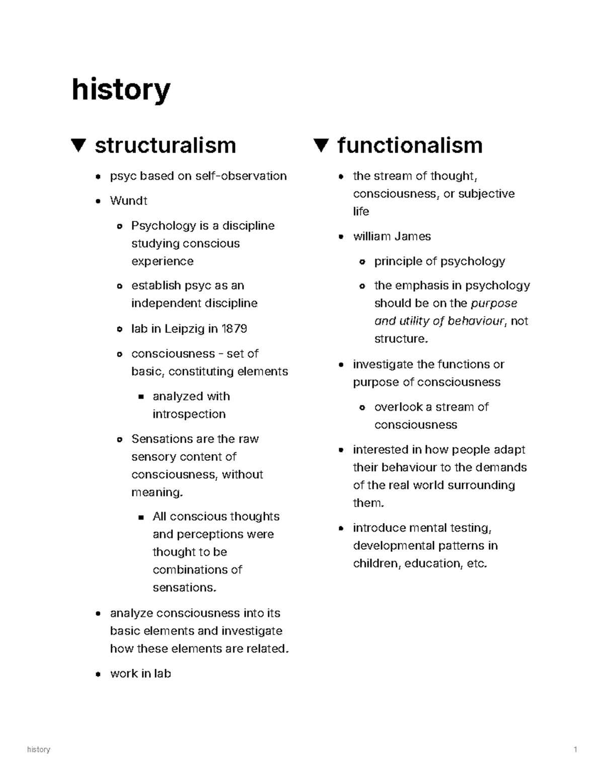 History of Psychology: Structuralism, Functionalism, and Beyond - Studocu