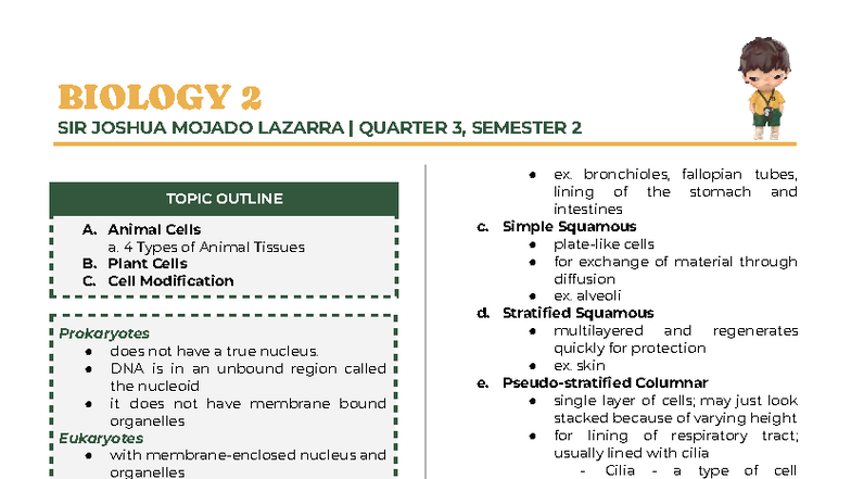 Biology 2 - Animal and Plant Cells Overview (Quarter 3, Sem 2) - Studocu