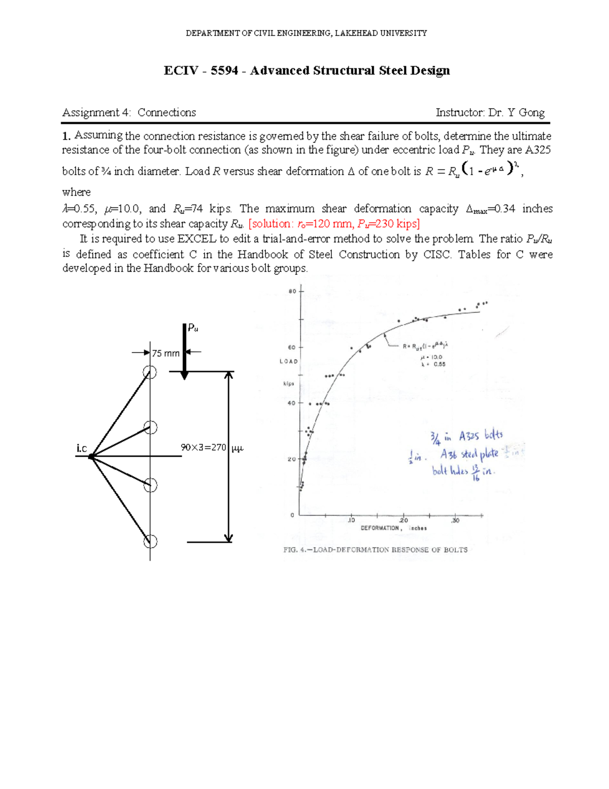 Assignment 4: Connections in Advanced Structural Steel Design ECIV 5594 ...