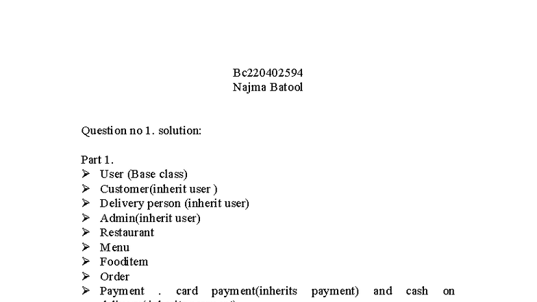Mrk Fall 2025 CS603P UML Diagram & Inheritance Solution Analysis - Studocu