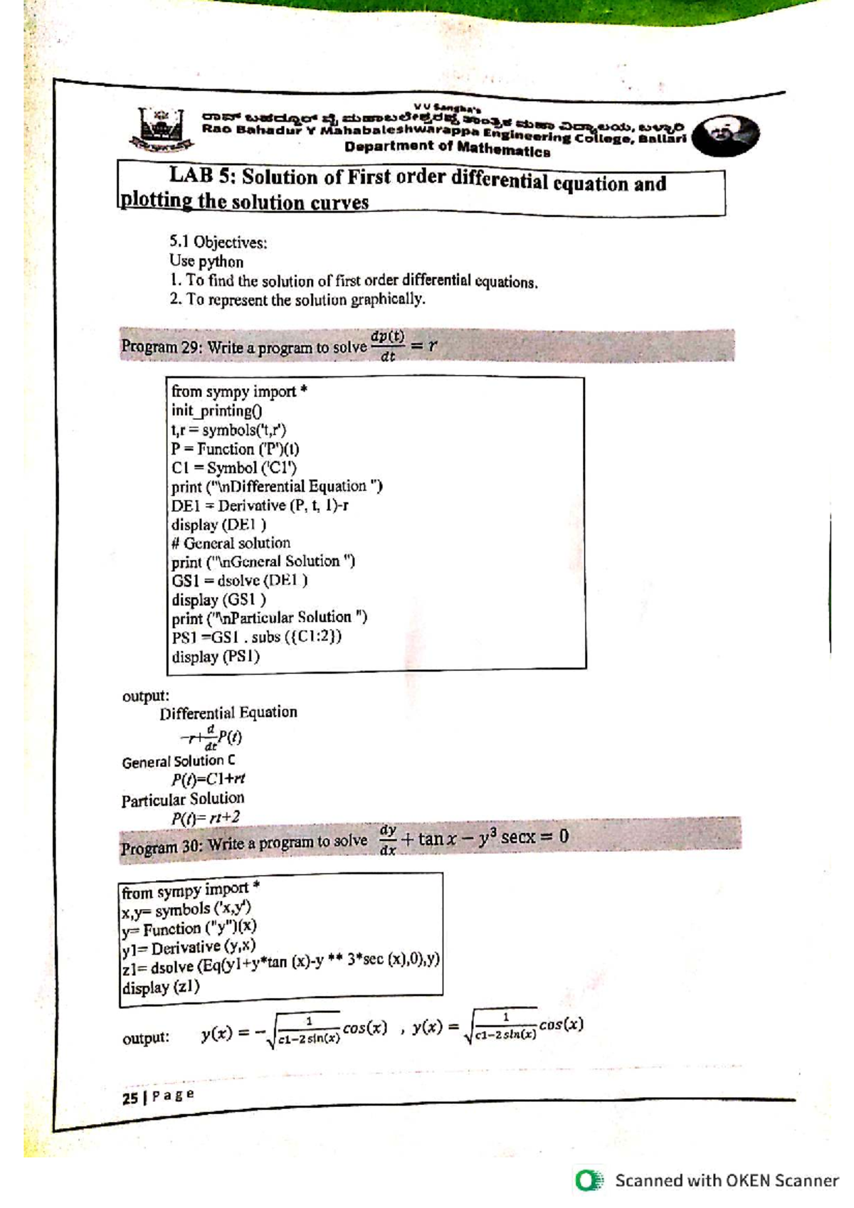 Lab 5: Solving First Order Differential Equations (MATH 3003) - Studocu