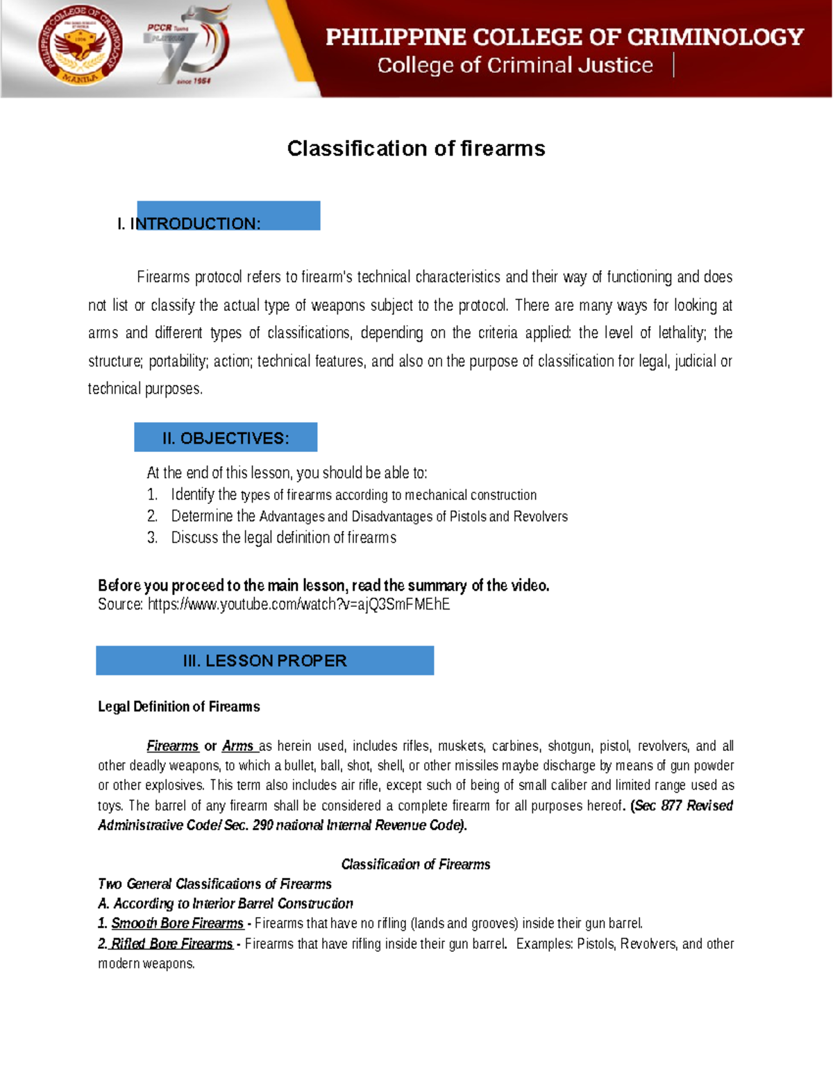 Forensic 6 Module 4: Classification and Analysis of Firearms - Studocu