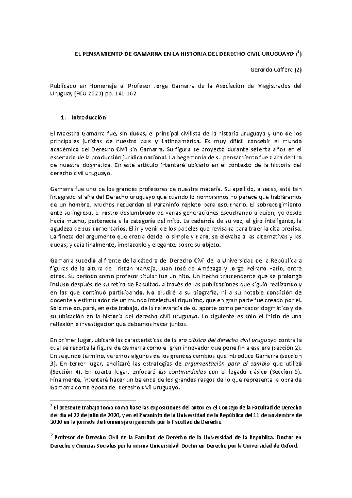 Caffera: El Pensamiento de Gamarra en el Derecho Civil Uruguayo (AMU ...