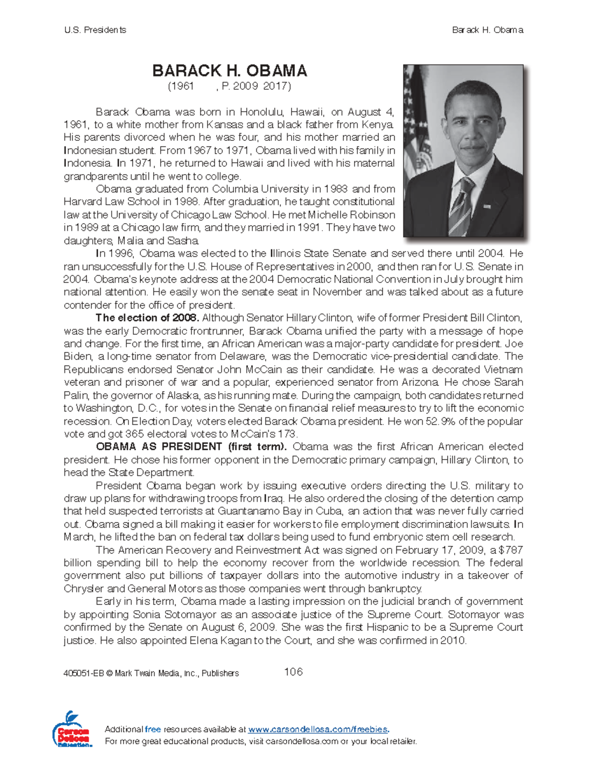 Obama Reading and Discussion Questions - U. Presidents 405051-EB - Studocu