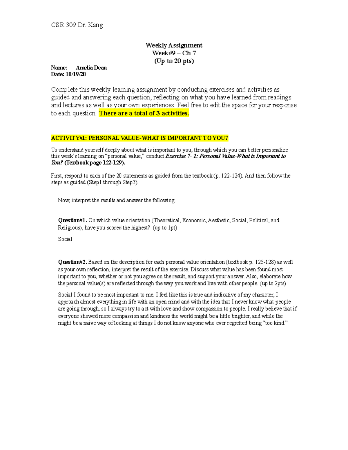 Week9 Ch7 Assignment - Weekly Assignment Week#9 – Ch 7 (Up to 20 pts ...