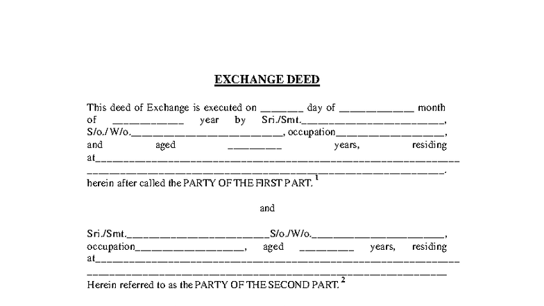 Exchange Deed - Property Transfer Agreement Notes - Studocu