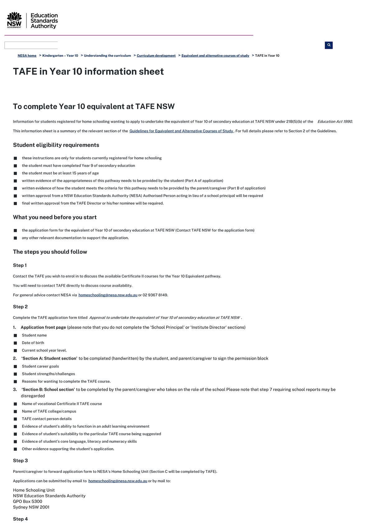 TAFE Year 10 NSW Education Standards Information Guide - Studocu