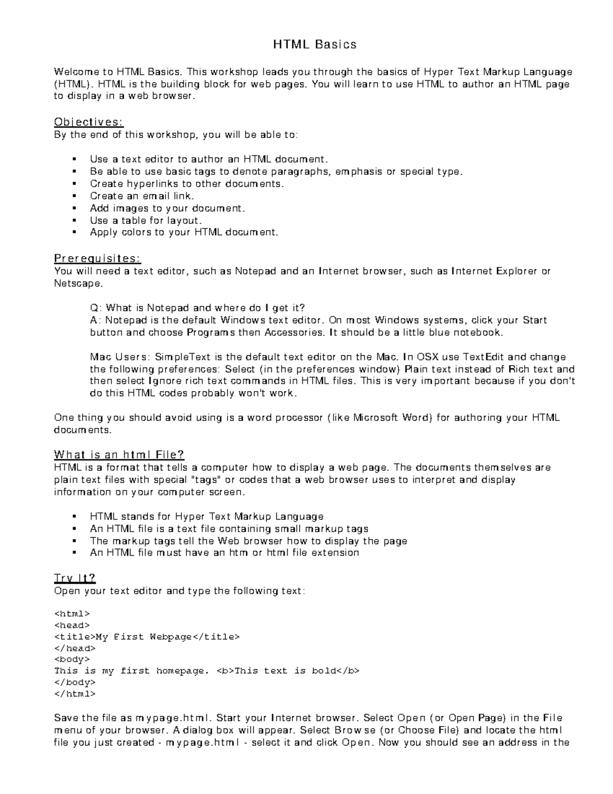 HTML Basics Workshop: Exploring Hypertext Markup Language (HTML) - Studocu