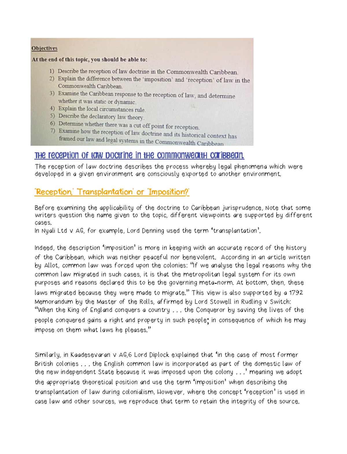 Reception of Law - Summary - RECEPTION OF LAW Historical Perspectives ...