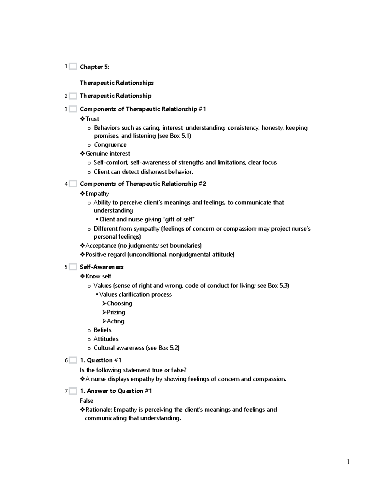 Chapter 5: Therapeutic Relationships in Nursing Care - Studocu
