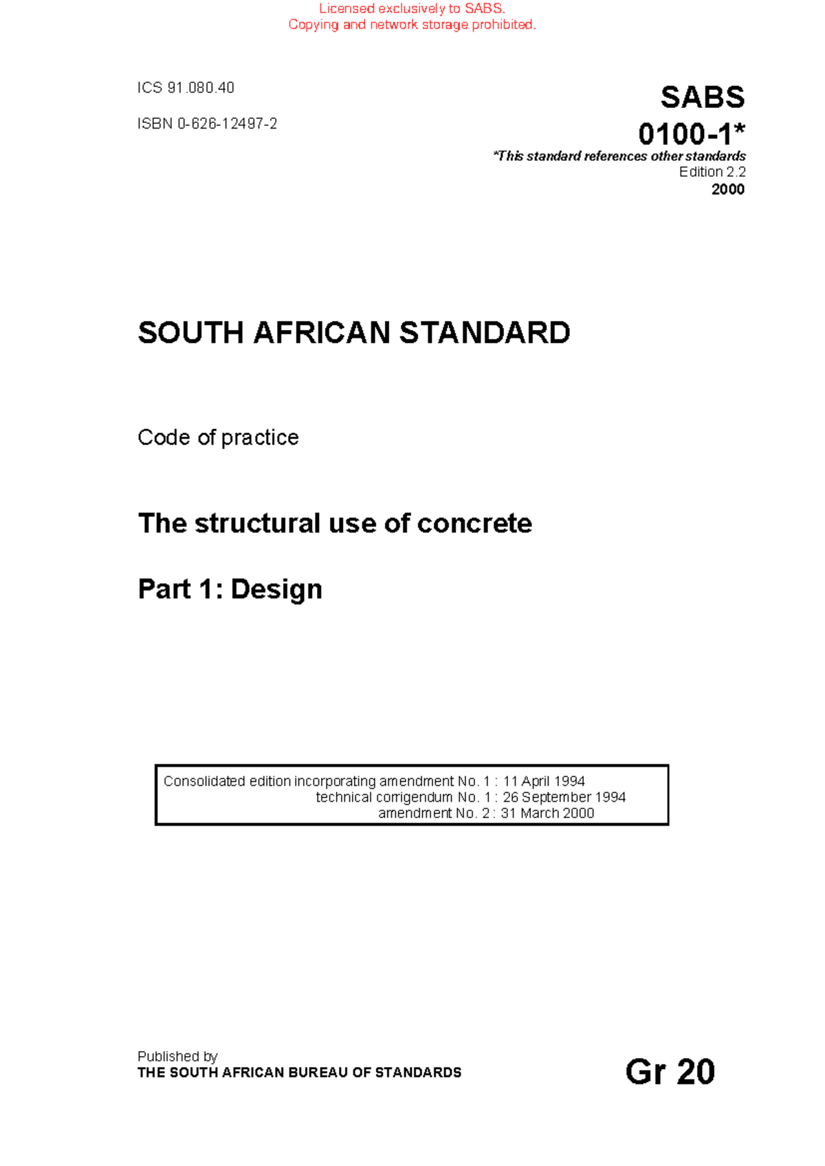SABS 0100-1: Structural Use of Concrete - Design Standards Overview ...