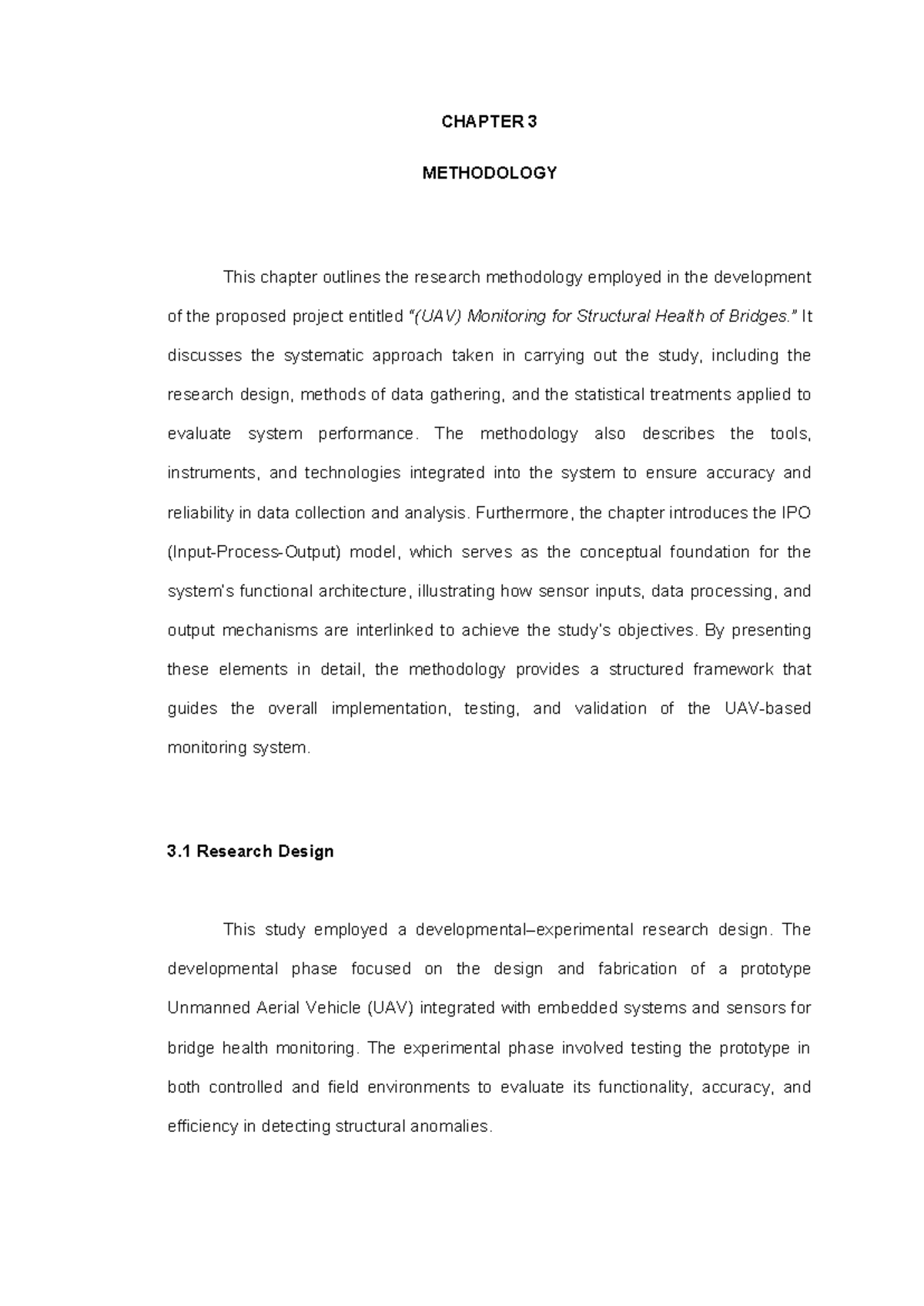 CHAPTER 3 METHODOLOGY: UAV-Based Bridge Health Monitoring System - Studocu