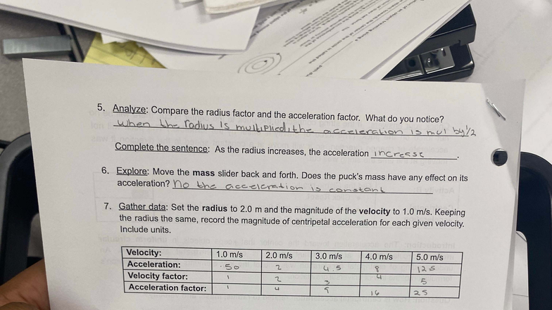 Student Exploration: Uniform Circular Motion Gizmos Analysis and Data ...