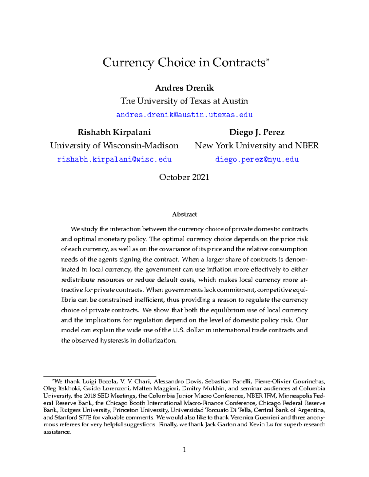 DKP Contract Dollarization - Currency Choice in Contracts* Andres ...