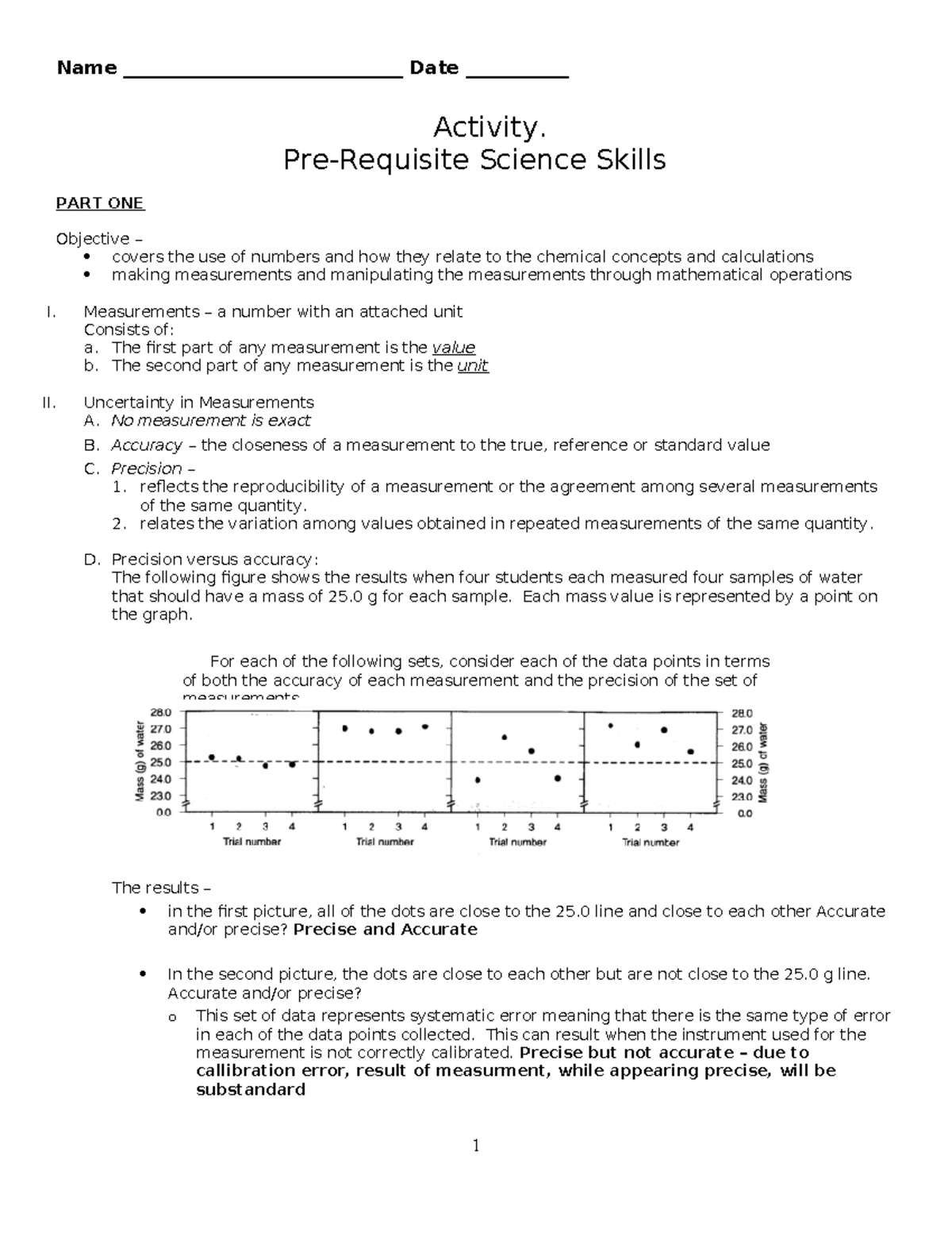 Science Skills (Part 1): Using Numbers in Scientific Measurements - Studocu