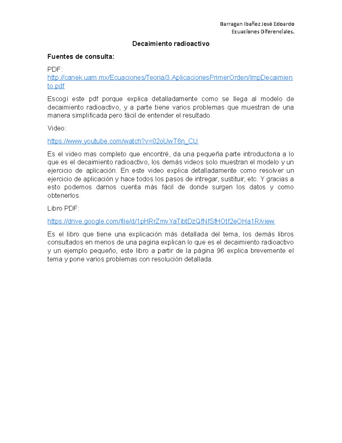 Decaimiento radioactivo - Barragan Ibañez José Edoardo Ecuaciones ...