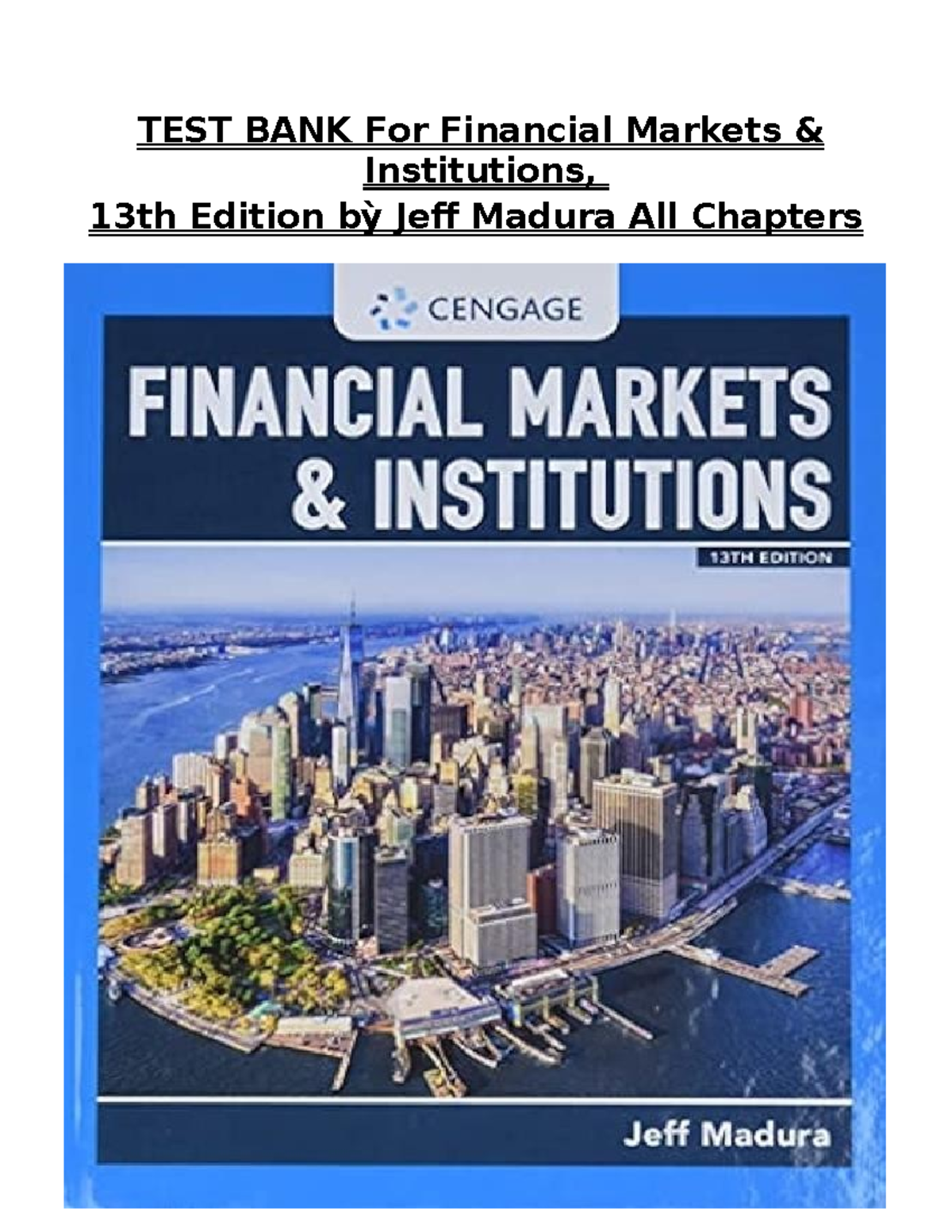 Test Bank for FMAI.MADU.15.01.01 - 15.01.03: All Chapters 1-26 - Studocu
