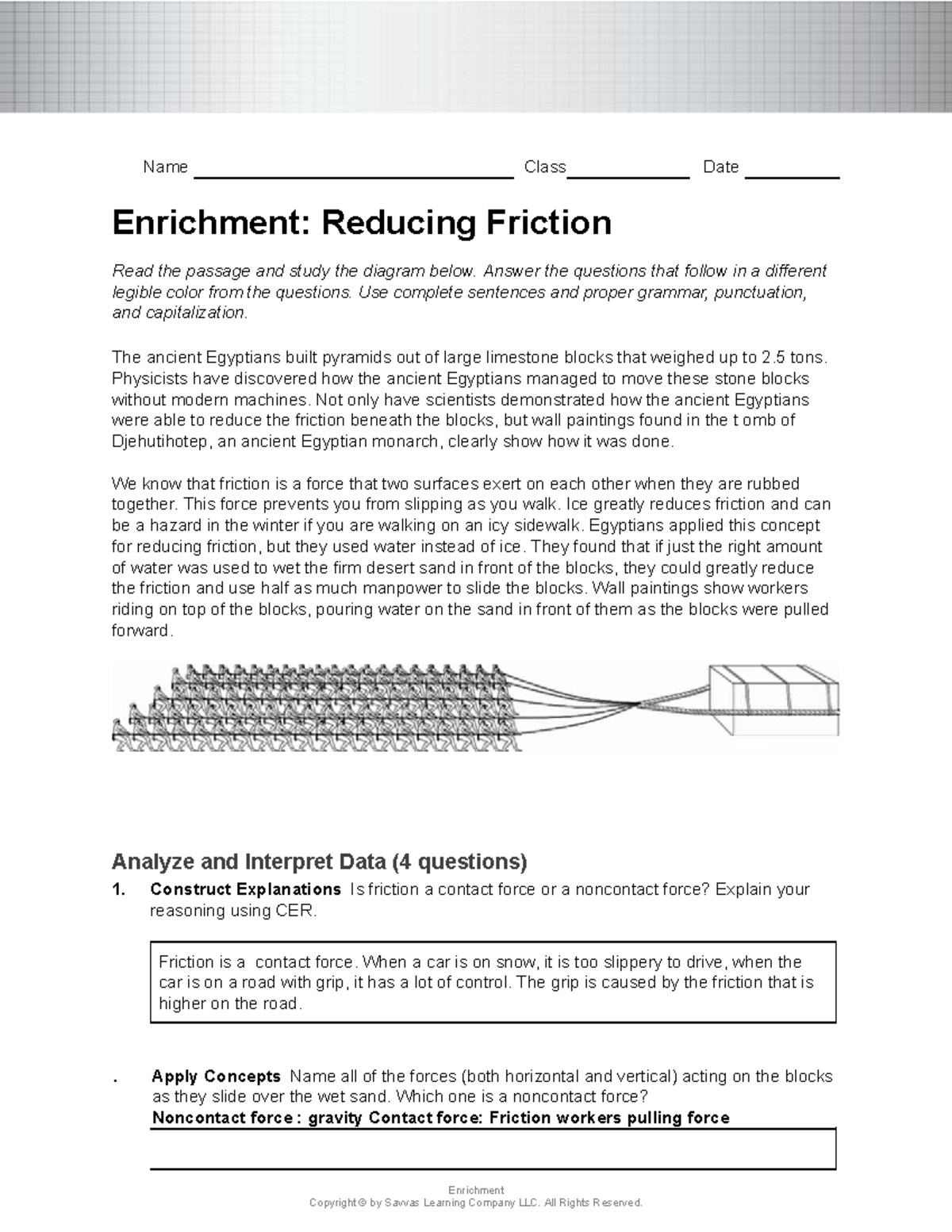 Michael Aung - 95 CW Worksheet: Enrichment on Reducing Friction - Studocu