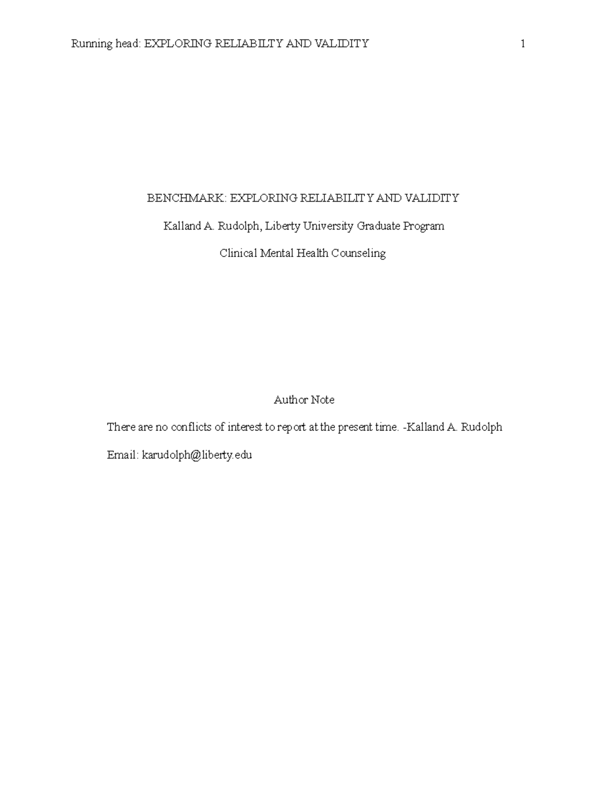 Benchmark Essay #1: Examining Reliability & Validity in VMQ - COUC 521 - Studocu