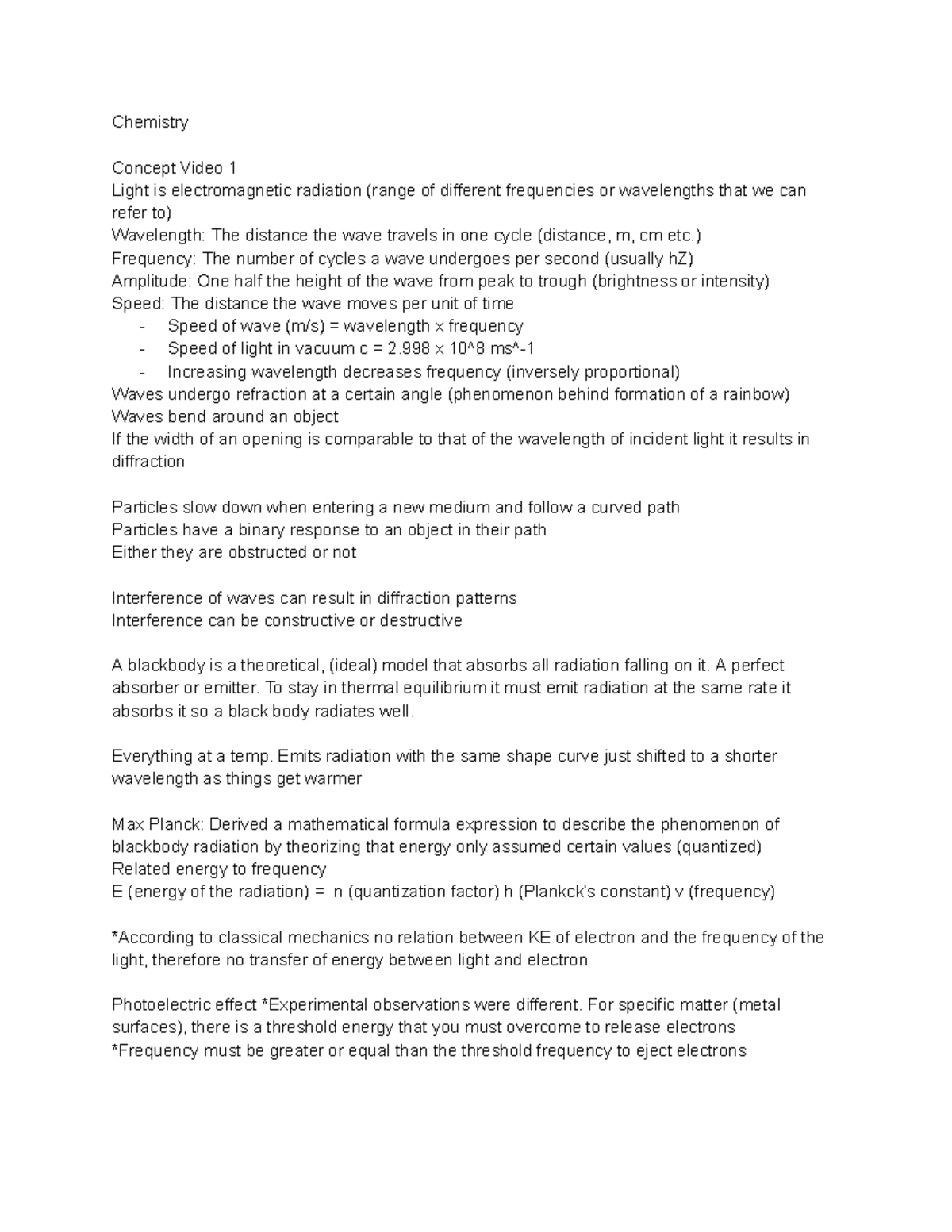 Chemistry 110 Concept Videos: Electromagnetic Radiation & Quantum ...