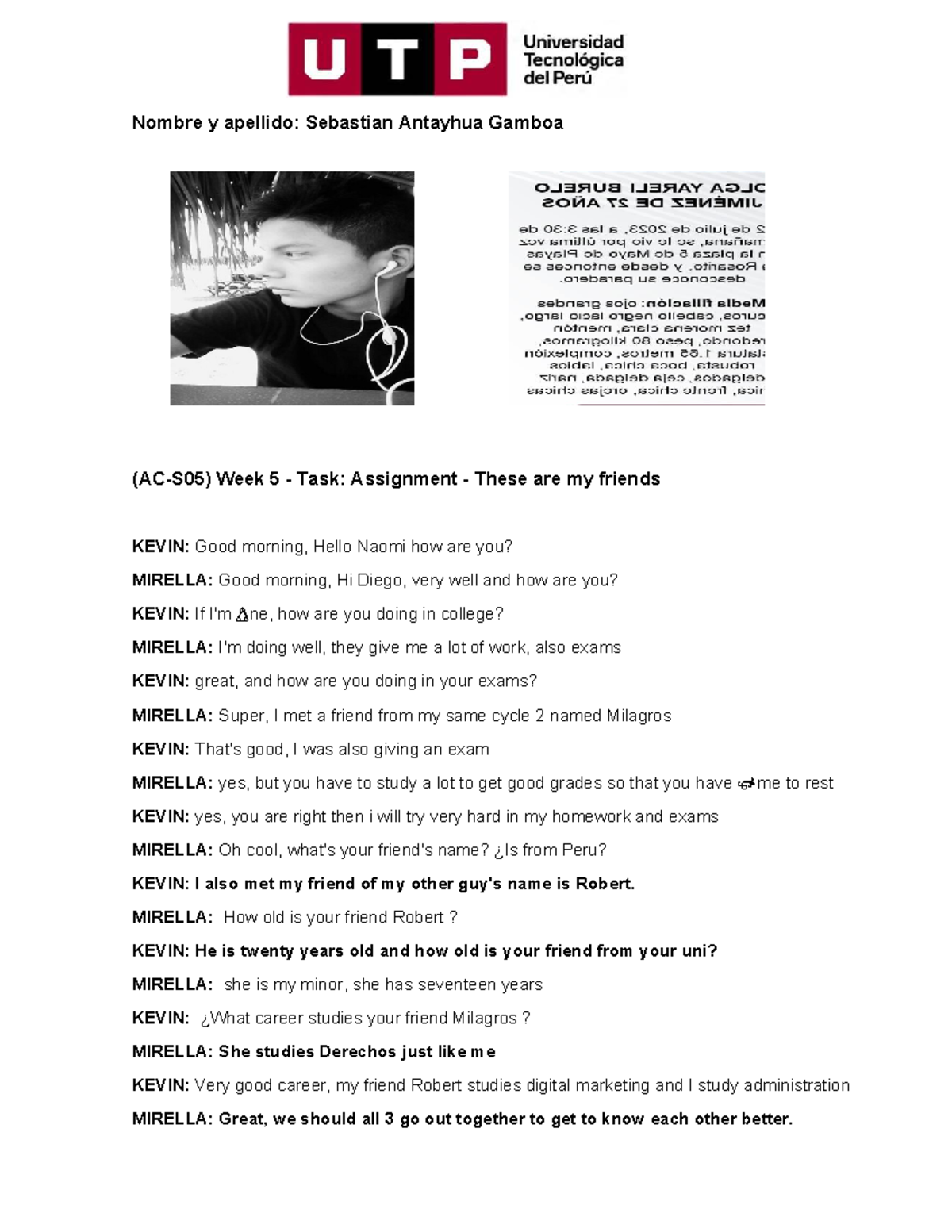 ESP 101 Week 5 Assignment: Conversations with Friends - Studocu