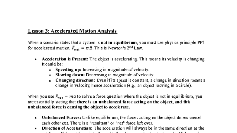 U3L3: Lesson 3 - Accelerated Motion Analysis in Physics - Studocu