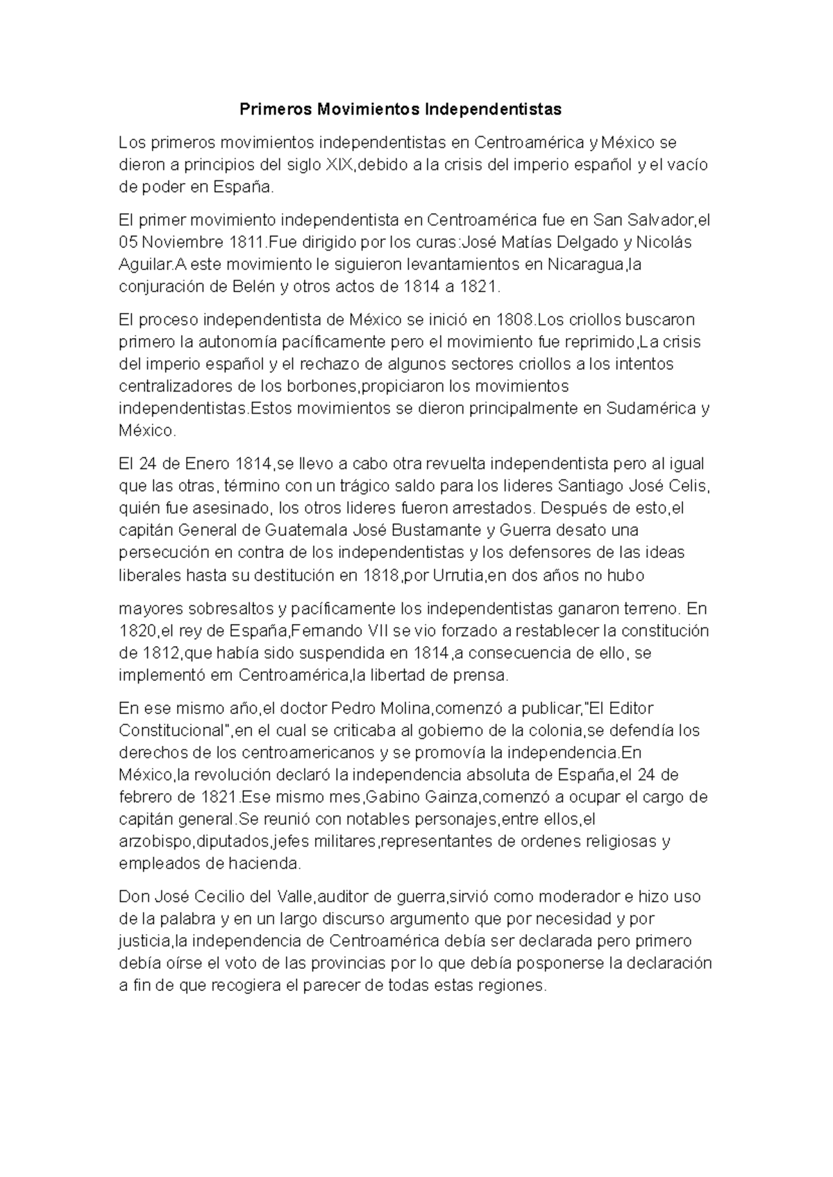 Movimientos independentistas - El primer movimiento independentista en ...